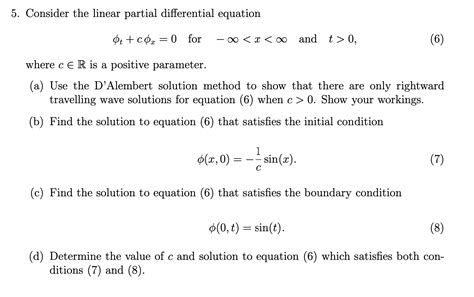 Solved 5 Consider The Linear Partial Differential Equation