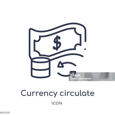 선형 통화는 암호 화폐 경제 및 금융 개요 컬렉션에서 아이콘을 순환 얇은 선 통화 흰색 배경에 고립 된 벡터를 순환 통화는 유행