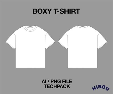 Cropped Boxy T Shirt Tee Technical Drawing Streetwear Mock Up Template For Adobe Illustrator
