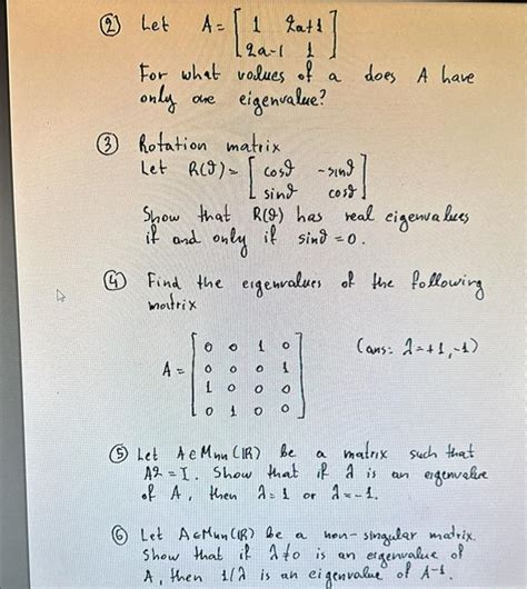 Solved 2 Let A 12a−12a11 For What Volues Of A Does A