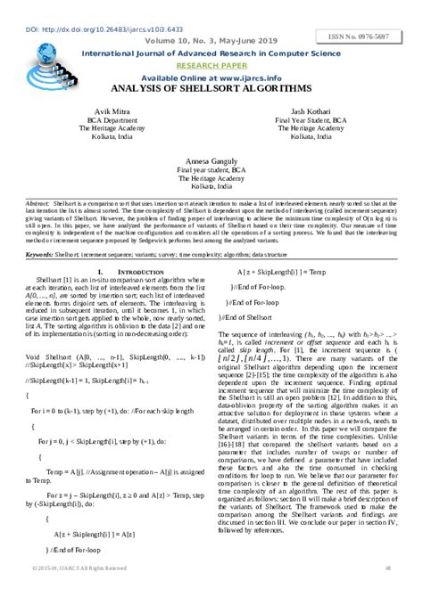 pdf analysis of shellsort algorithms