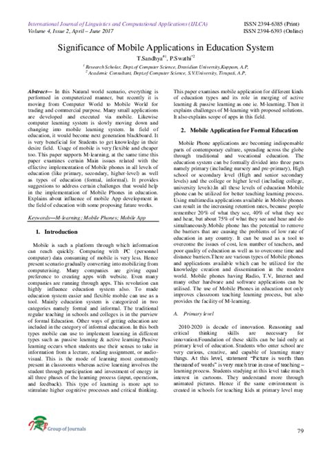 Pdf Significance Of Mobile Applications In Education System