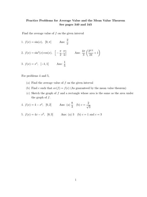 Exercise Avg Value Examples Pdf