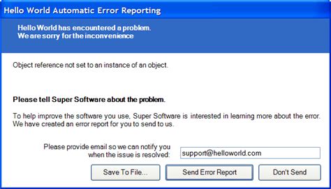 Add Automatic Exception Reporting To Your Net Software Allow End