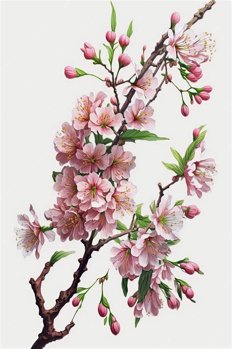 Premium Ai Image Generative Ai Illustration Of Realistic Sakura Or Cherry Blossom Japanese