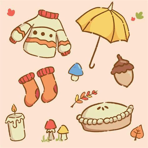 Hand Drawn Cute Autumn Elements Set 29413353 Vector Art At Vecteezy