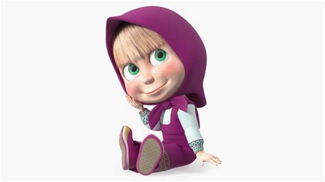 Masha From Masha And The Bear Sitting Pose 3d Model 49 3ds Blend