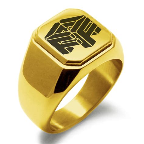 Stainless Steel Letter F Initial 3d Cube Box Monogram Engraved Engraved Square Flat Top Biker