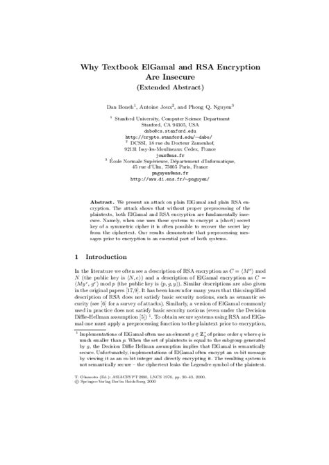 pdf why textbook el gamal and rsa encryption are insecure
