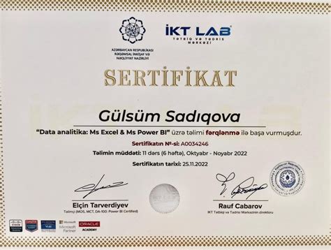 Gulsum Sadiqova On Linkedin Ms Excel And Mspower Bi Thanks Elchin