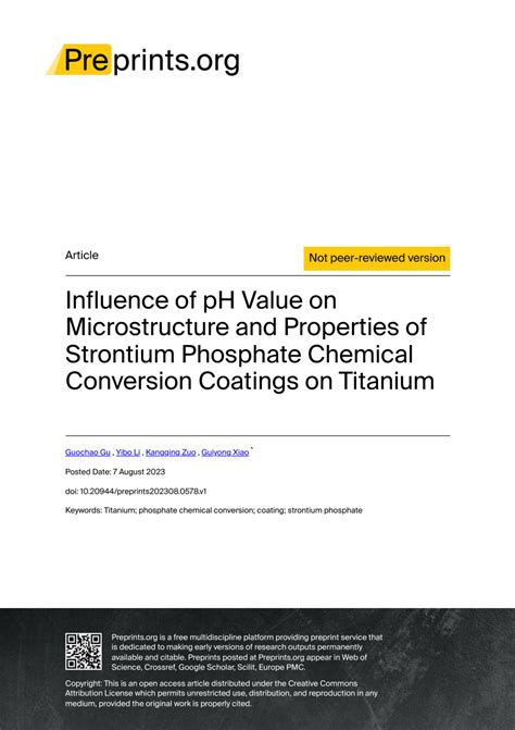 Pdf Influence Of Ph Value On Microstructure And Properties Of Strontium Phosphate Chemical