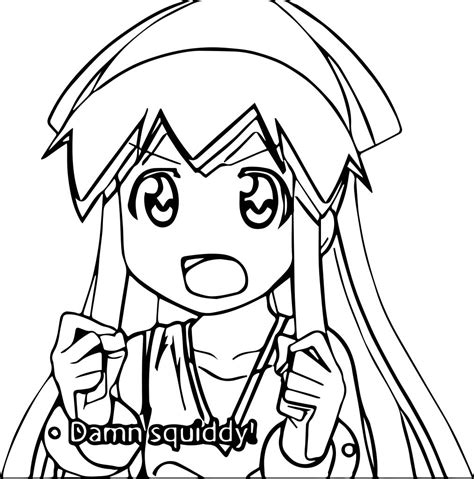Squid Girl Damn Squiddy Coloring Page