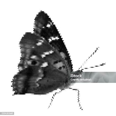 트렌디한 Y2k 복고풍 콜라주를 위한 하프톤 점선 나비 벡터 고립 곤충 곤충에 대한 스톡 벡터 아트 및 기타 이미지 곤충 그런지 이미지 기법 나방 Istock