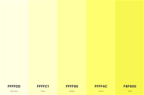 11 Light Yellow Color Palette Color Palette With Light Yellow Hex Ffffdd Cream Hex