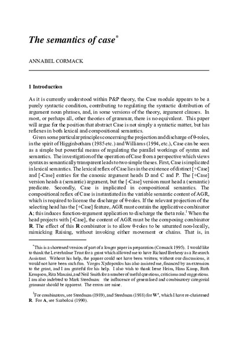 Pdf The Semantics Of Case