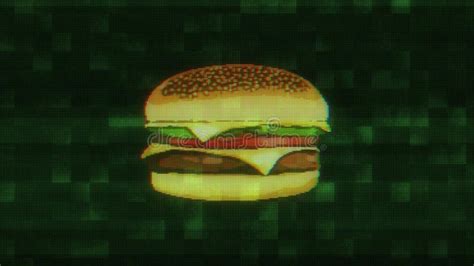 Pixel Burger Glitch Lcd Screen Background Animation Seamless Loop New