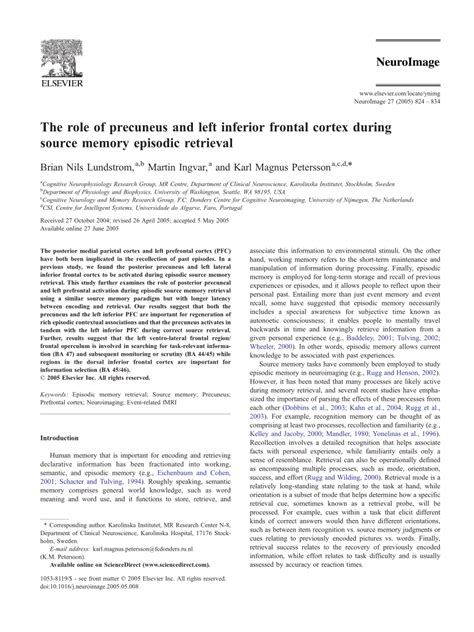 Pdf The Role Of Precuneus And Left Inferior Frontal Cortex During