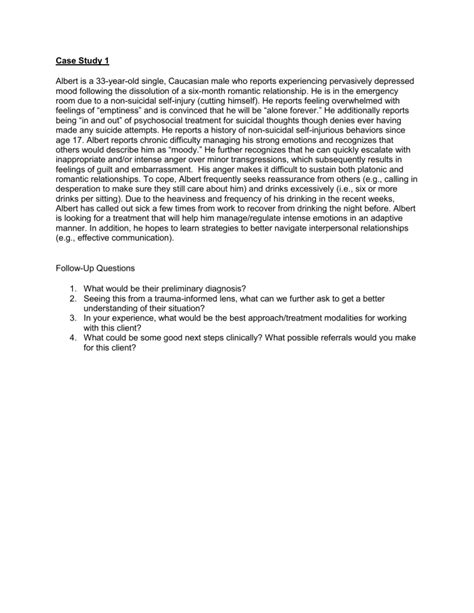 Case Study Depression Self Harm