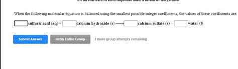 When The Following Molecular Equation Is Balanced Using The Smallest Possible Integer