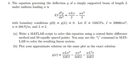 The Equation Governing The Deflection Y Of A Simply Chegg Com