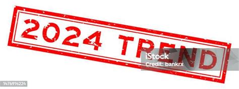 그런 지 레드 2024 트렌드 단어 사각형 고무 씰 스탬프 흰색 바탕에 고무도장에 대한 스톡 벡터 아트 및 기타 이미지 고무도장 2024년 새로운 Istock