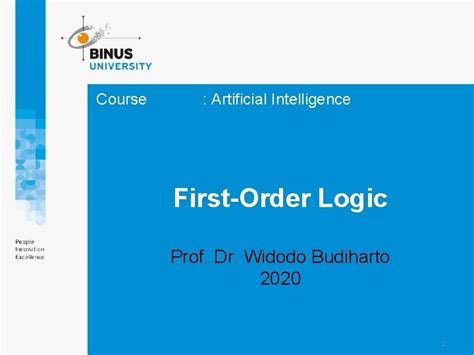Course Artificial Intelligence Firstorder Logic Prof Dr Widodo