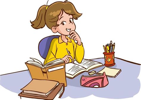 Girl Studying In Her Room Cartoon Vector Cartoons Vector Preschool