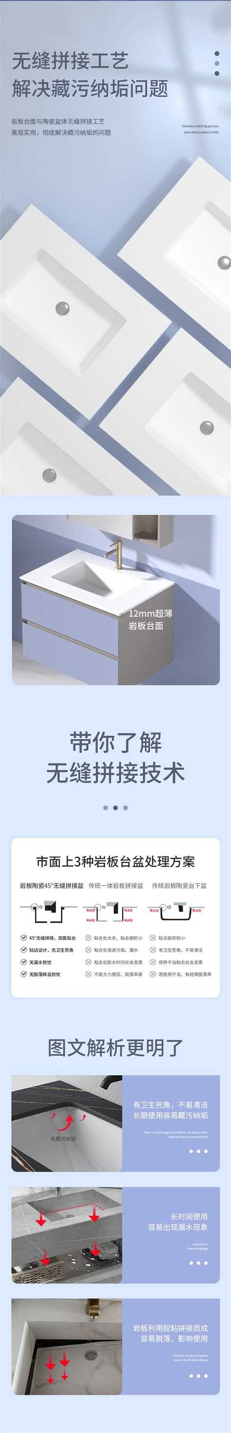 浴室柜无缝拼接工艺技术详情页雾霾蓝