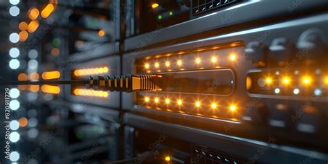 ภาพประกอบสต็อก Led Status Lights On Network Switch Indicate Active Ethernet Connections In Data