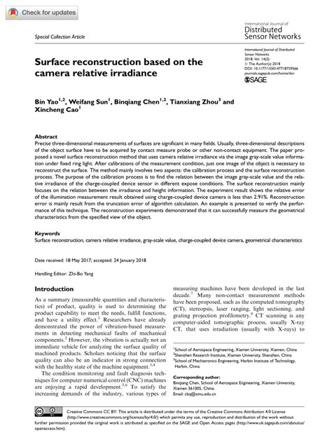 Pdf Surface Reconstruction Based On The Camera Relative Irradiance