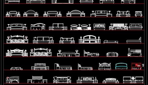 35 Beds Top View And Front View AutoCAD Blocks Free Download Free Cad Blocks Download DWG