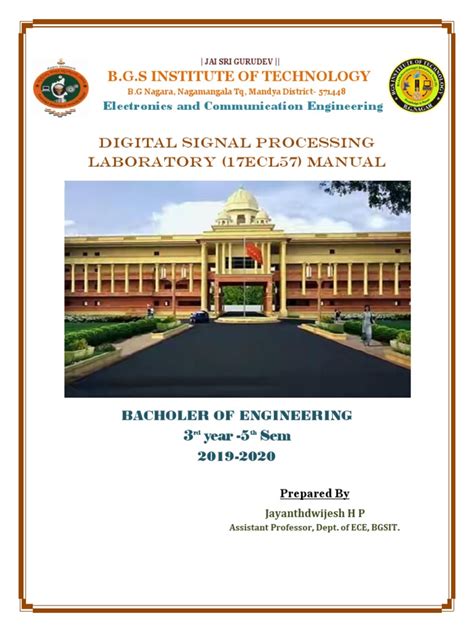 vtu dsp lab manual 17ecl57 18ecl57 pdf discrete fourier transform