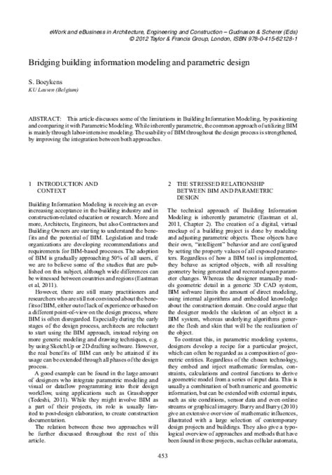 pdf bridging building information modeling and parametric design