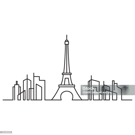 Paris Skyline Drawing Stock Illustration Download Image Now