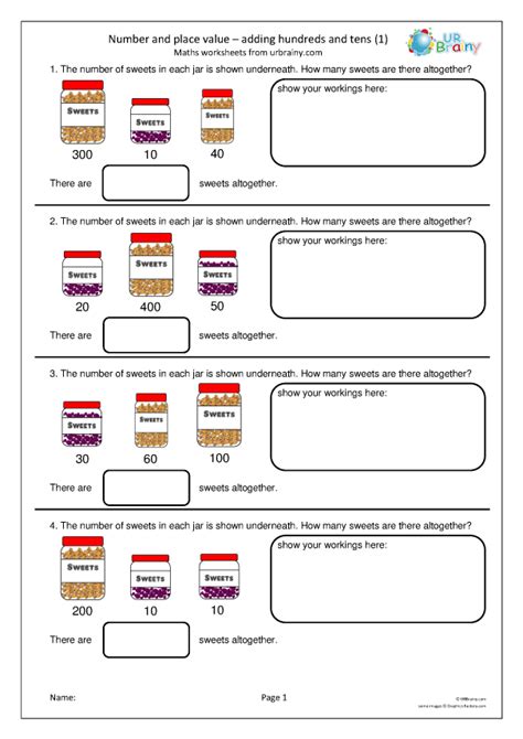 adding hundreds and tens 1 addition maths worksheets for year 3