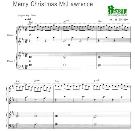 圣诞快乐劳伦斯先生Merry Christmas Mr Lawrence四手联弹谱 雅筑清新个人博客 雅筑清新乐谱