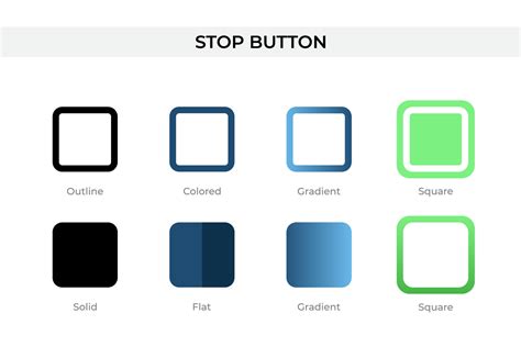 Stop Button Icon In Different Style Stop Button Vector Icons Designed In Outline Solid