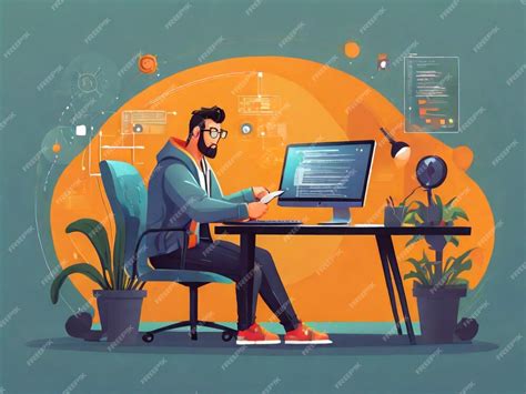 Premium Photo Developer At Computer Engineer Coding Hacker Concept