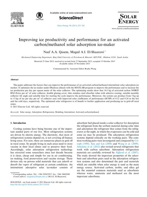 Improving Ice Productivity And Performance For An Activated Carbon