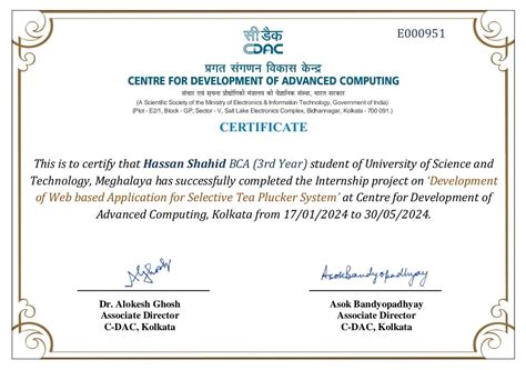 Hassan Shahid On Linkedin Cdac Internship Certificatecourse Ai Ml