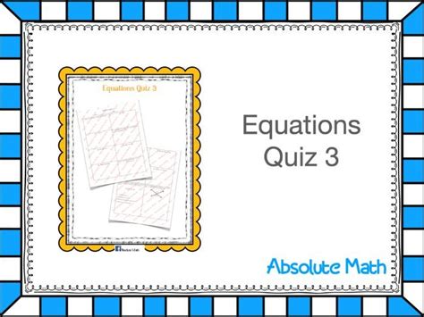 Equations Quiz Teaching Resources