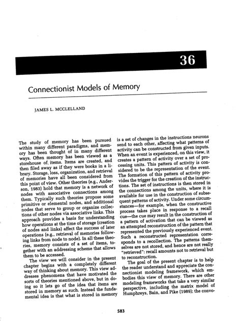 Pdf Connectionist Models Of Memory