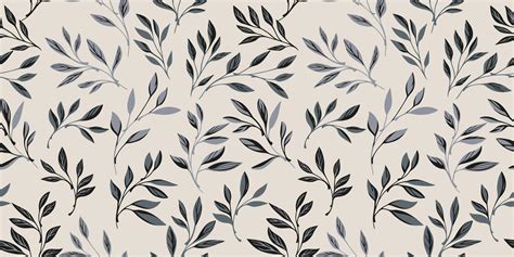 Abstract Artistic Tiny Leaves Stems Tiny Seamless Pattern Elegance Grey Leaf Branches Printing