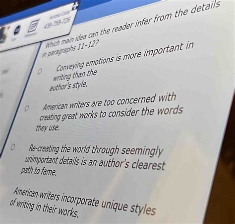 solved access code 439 759 726 which main idea can the reader infer