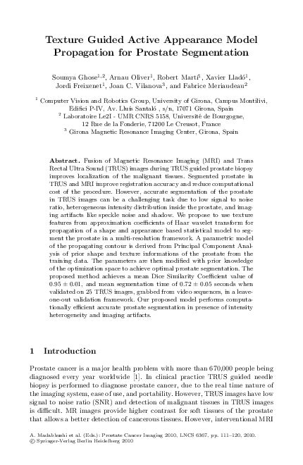 pdf texture guided active appearance model propagation for prostate