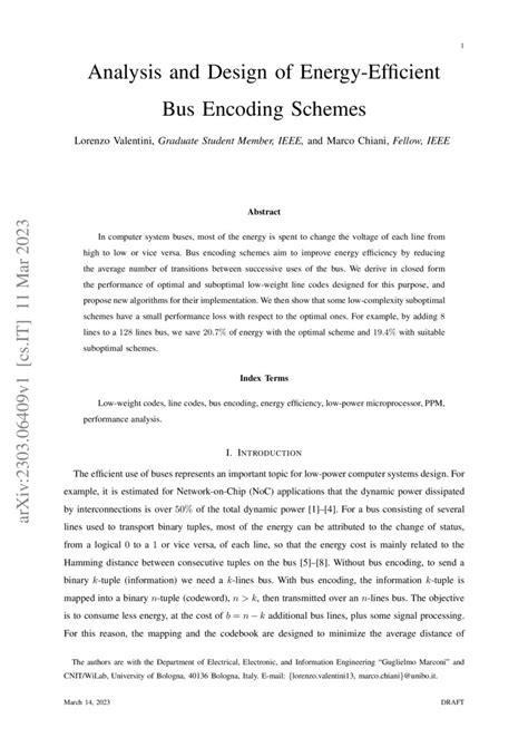 Analysis And Design Of Energy Efficient Bus Encoding Schemes Deepai