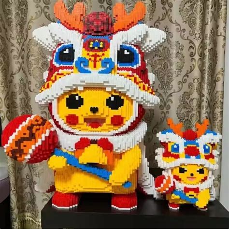 Jual Nano Blocks Pokemon Pikachu Barongsai Jumbo Besar Large Lion Dance Chinese New Year Edition