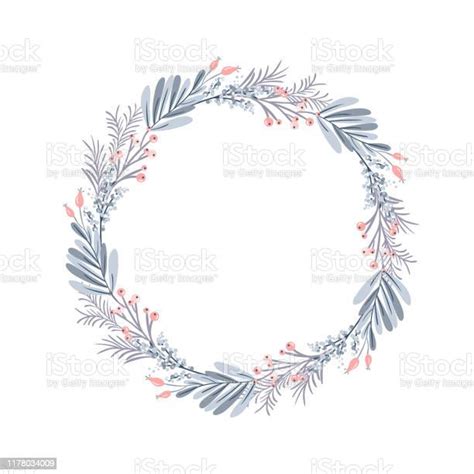 텍스트에 대한 장소와 상록 가지에 크리스마스 벡터 화환과 빨간 열매 인사말 카드에 대한 격리 된 Xmas 그림 12월에 대한 스톡 벡터 아트 및 기타 이미지 Istock