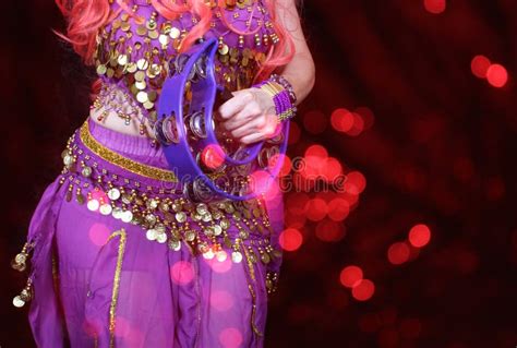 Belly Dancer Wearing Purple Dance Costume Close Up With Bokeh Stock Photo Image Of Dancer