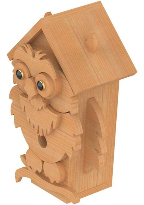 Diy Owl Birdhouse Woodworking Plans Cnc Router Dxf Layered Patterns